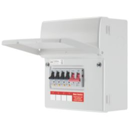 British General Fortress 6-Module 4-Way Populated Main Switch Consumer Unit - Screwfix