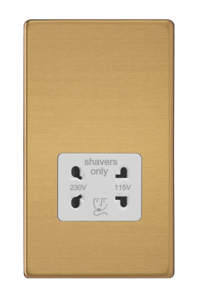 Varilight 2-Gang Dual Voltage Shaver Socket 115 / 230V Brushed Brass ...