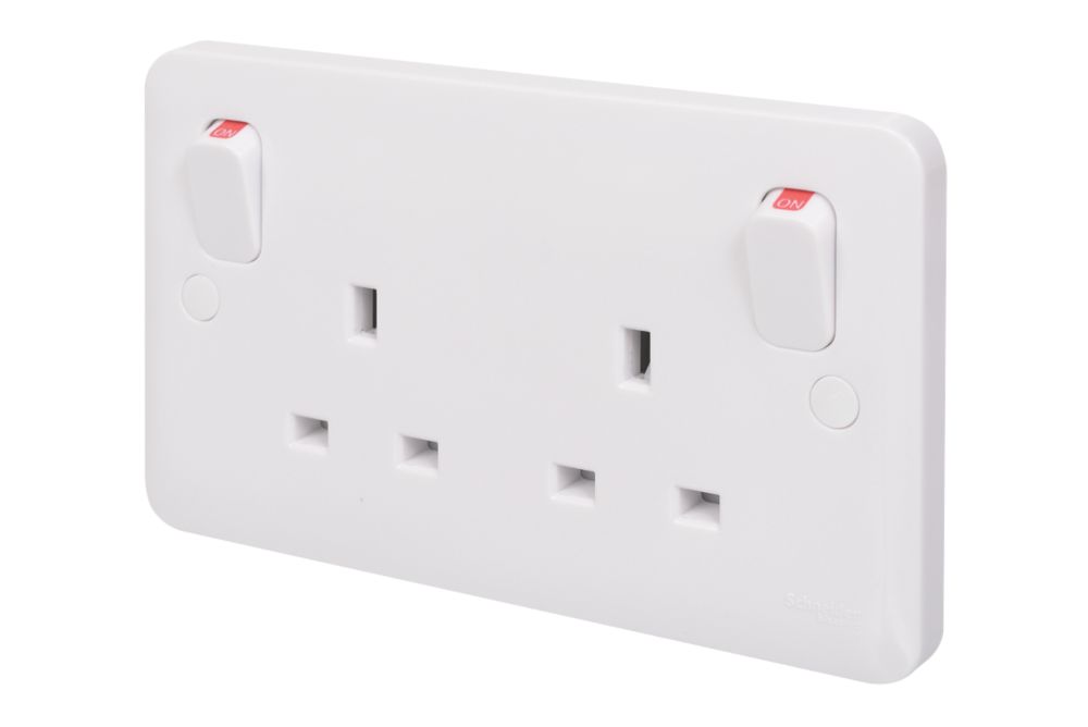 Schneider Electric Lisse 13A 2-Gang DP Switched Plug Socket White ...
