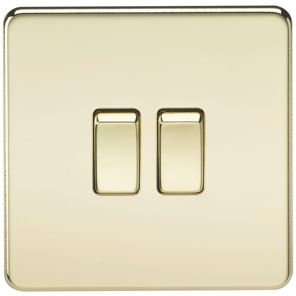 Knightsbridge 10AX 2-Gang 2-Way Light Switch Polished Brass - Screwfix Knightsbridge 10AX 2-Gang 2-Way Light Switch Polished Brass - Screwfix