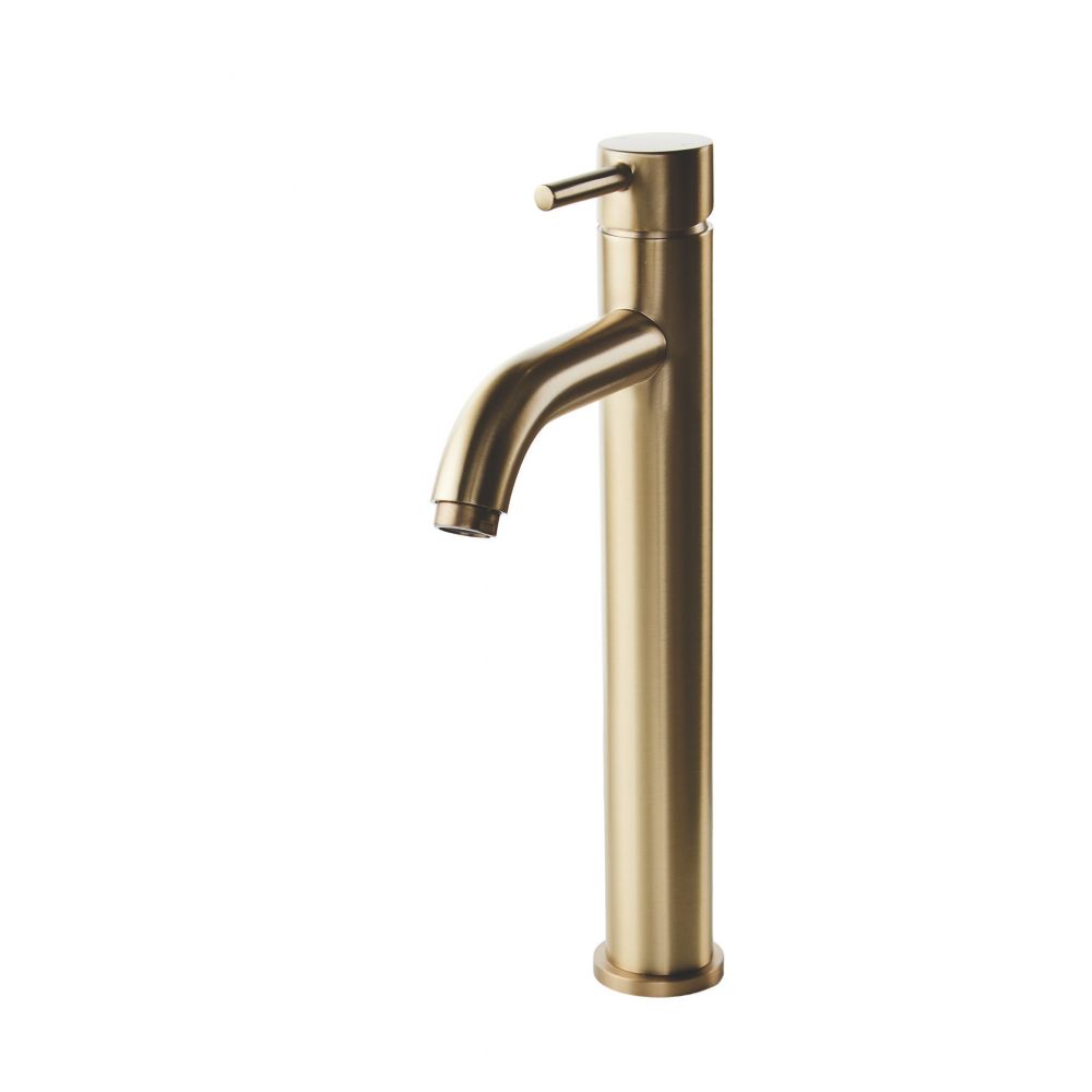 ETAL Bounce Brushed Brass 288mm Standard Lever Mono Basin Mixer Tap ...