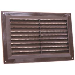 Map Vent Fixed Louvre with Flyscreen Vent Brown 229mm x 152mm - Screwfix