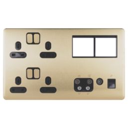 Schneider Electric Lisse Deco 13A 2-Gang Data Socket Satin Brass with ...