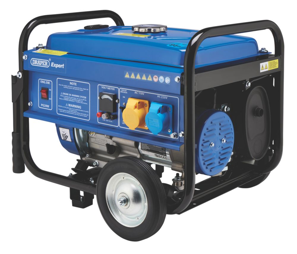 Draper Expert 87088 2500W Petrol Generator 110 / 230V - Screwfix