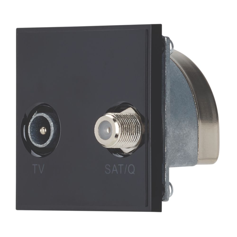 Contactum Media Modular Coaxial TV & F-Type Satellite Socket Black ...