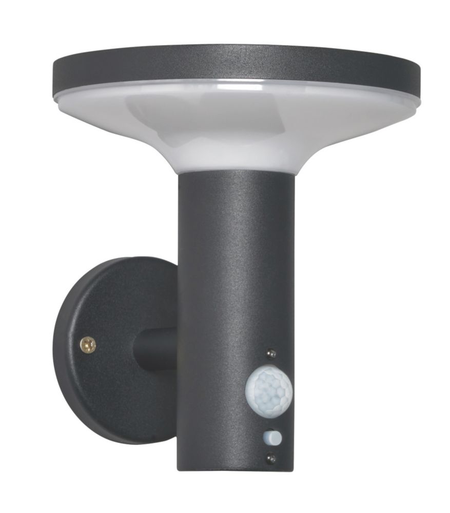 Zink Clara Outdoor LED Solar Wall Light With PIR Sensor Black 600lm ...