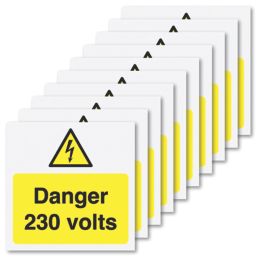 Essentials 'Danger 230V' Electrical Warning Labels 75mm x 75mm 25 Pack ...