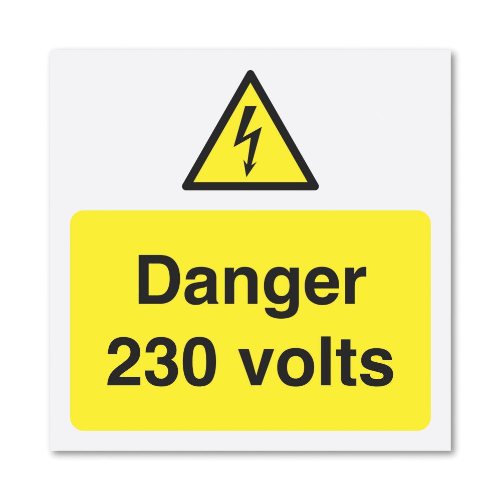 Essentials 'Danger 230V' Electrical Warning Labels 75mm x 75mm 25 Pack ...