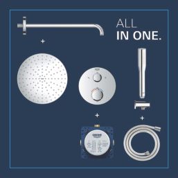 Grohe Precision 310 Round HP Rear-Fed Concealed Chrome Thermostatic Shower System - Screwfix