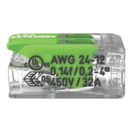 Wago 221-422 32A 2-Way Lever Connectors 100 Pack - Screwfix