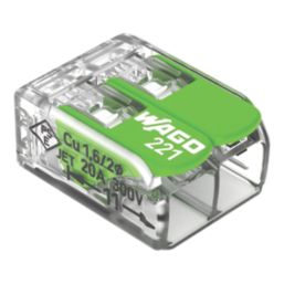 Wago 221-422 32A 2-Way Lever Connectors 100 Pack - Screwfix