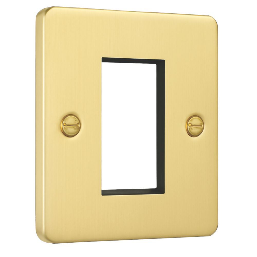 Knightsbridge 1-Module Modular Faceplate Brushed Brass - Screwfix