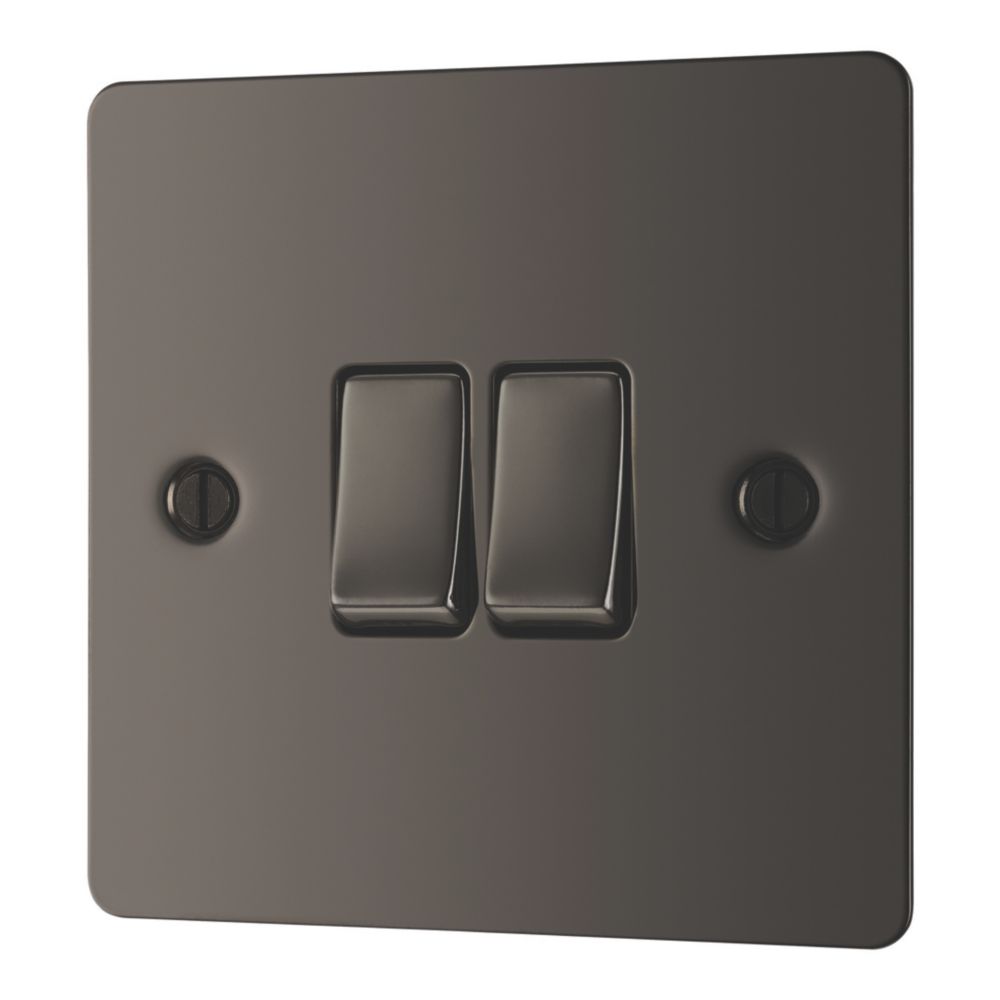 LAP 20A 16AX 2-Gang 2-Way Light Switch Black Nickel - Screwfix