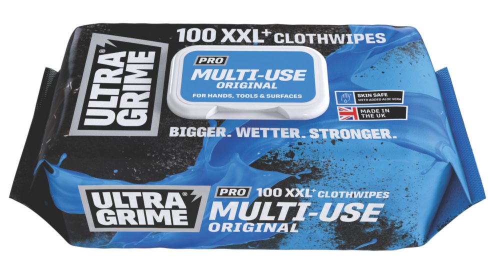 Ultragrime Pro Multi-Use XXL+ Cleaning Wipes 100 Pack - Screwfix