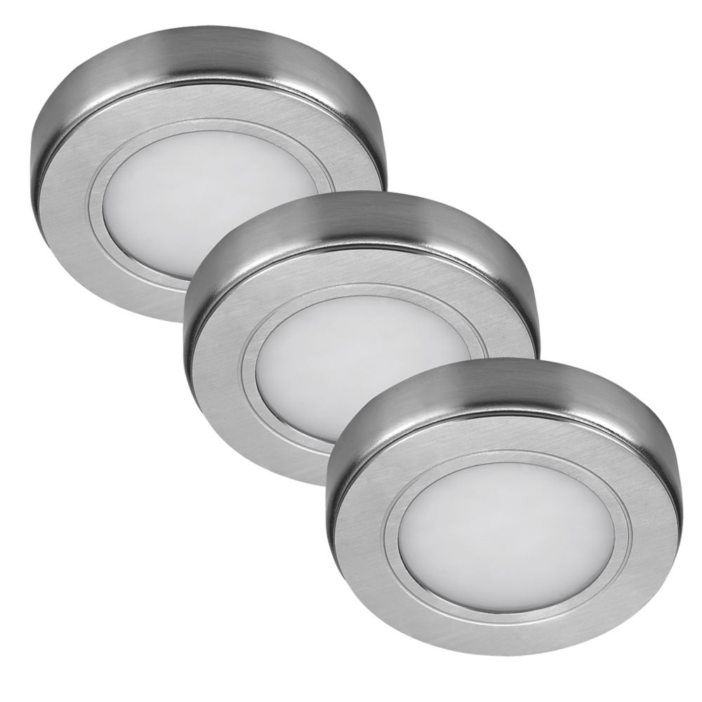 Sensio Hype TrioTone Round LED Cabinet Downlights Brushed Steel 6W 170 ...