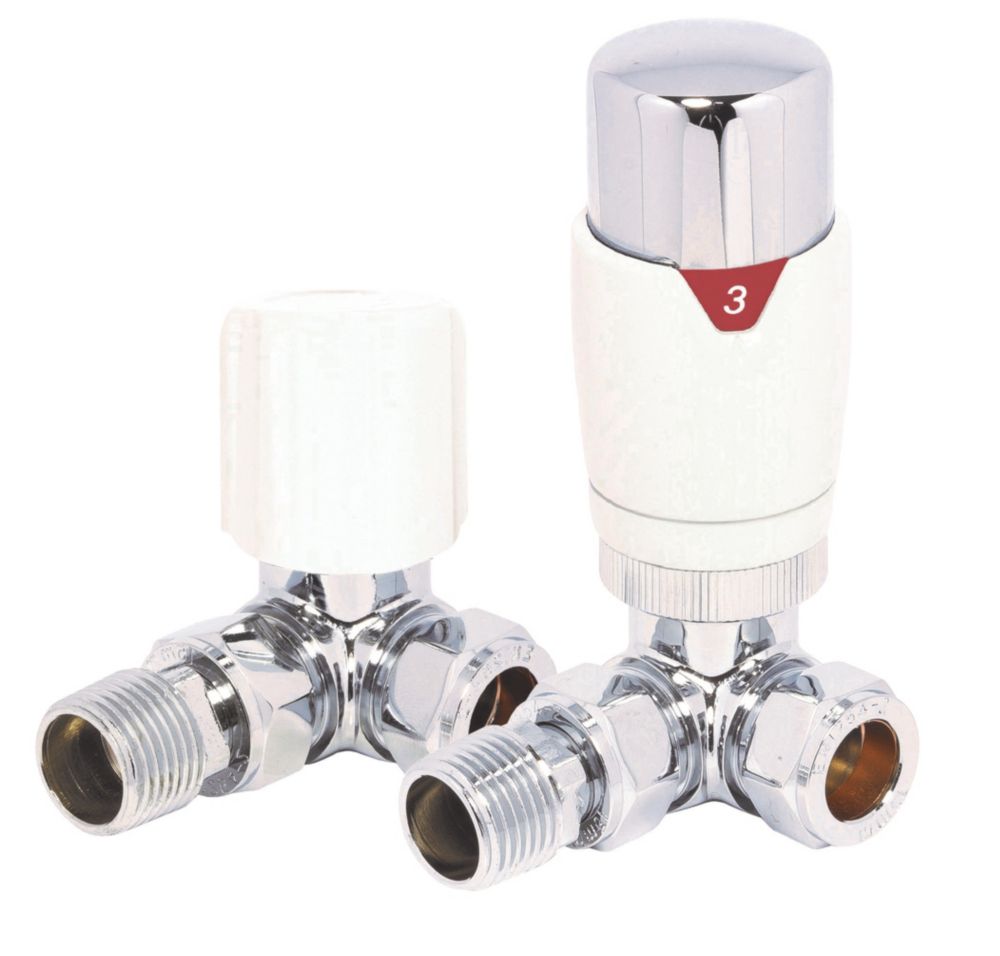 Towelrads 15mm x 1/2" White Corner Modern Thermostatic Radiator Valve ...