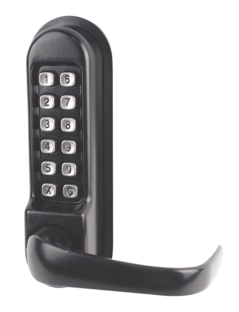 Smith & Locke Push-Button Lock w/ Handles 60mm Black - Screwfix