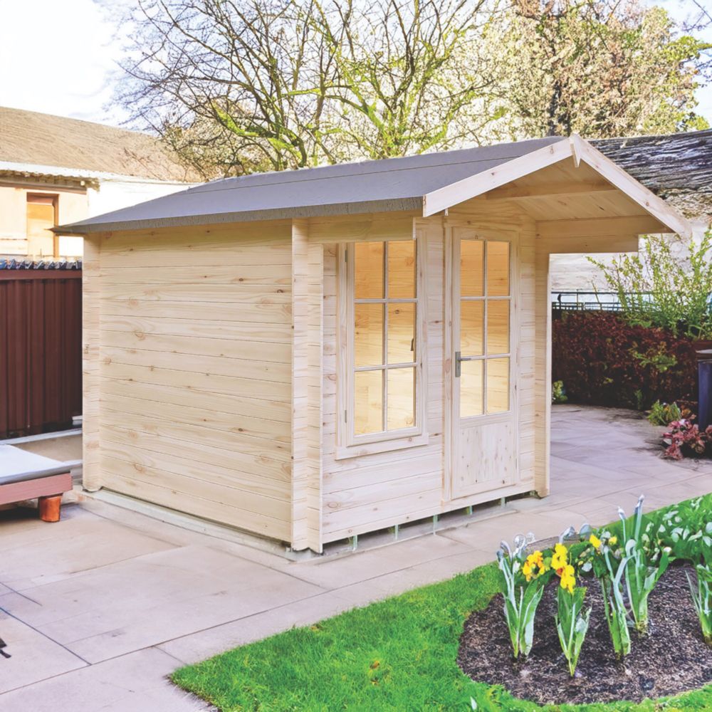 Shire Crinan 8' x 8' (Nominal) Apex Timber Log Cabin - Screwfix