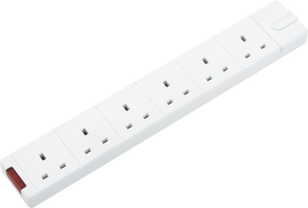 Masterplug 13A 6-Gang Unfused Rewireable Trailing Socket + Power ...