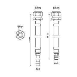 Essentials Flexible Tap Connectors 15mm x M12 x 300mm 2 Pack - Screwfix