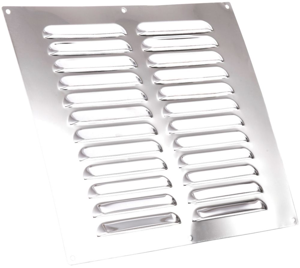 Map Vent Fixed Louvre Vent Chrome Stainless Steel 229mm x 229mm - Screwfix
