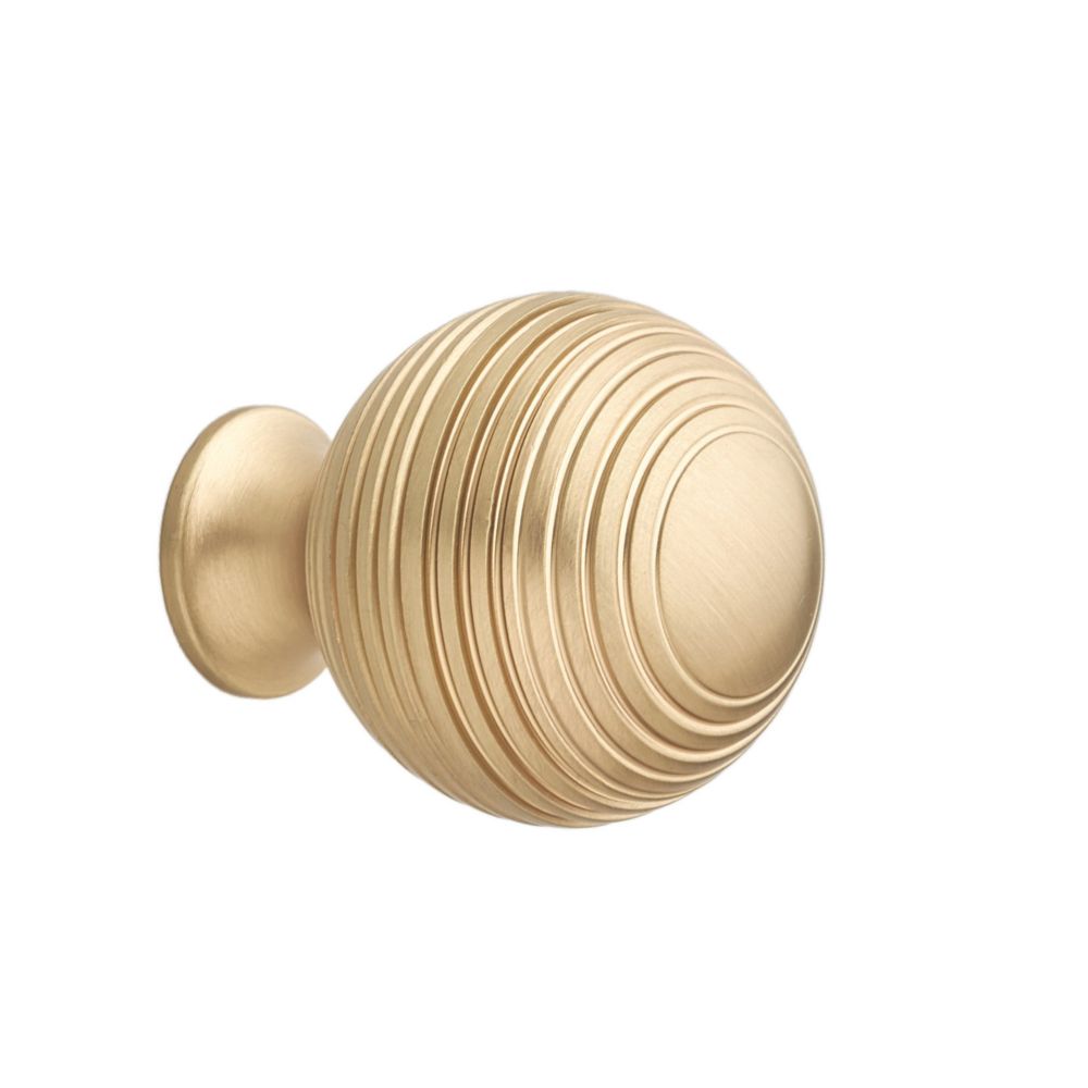 Elite Knobs & Handles Reeded Cabinet Knob Brushed Brass 30mm - Screwfix