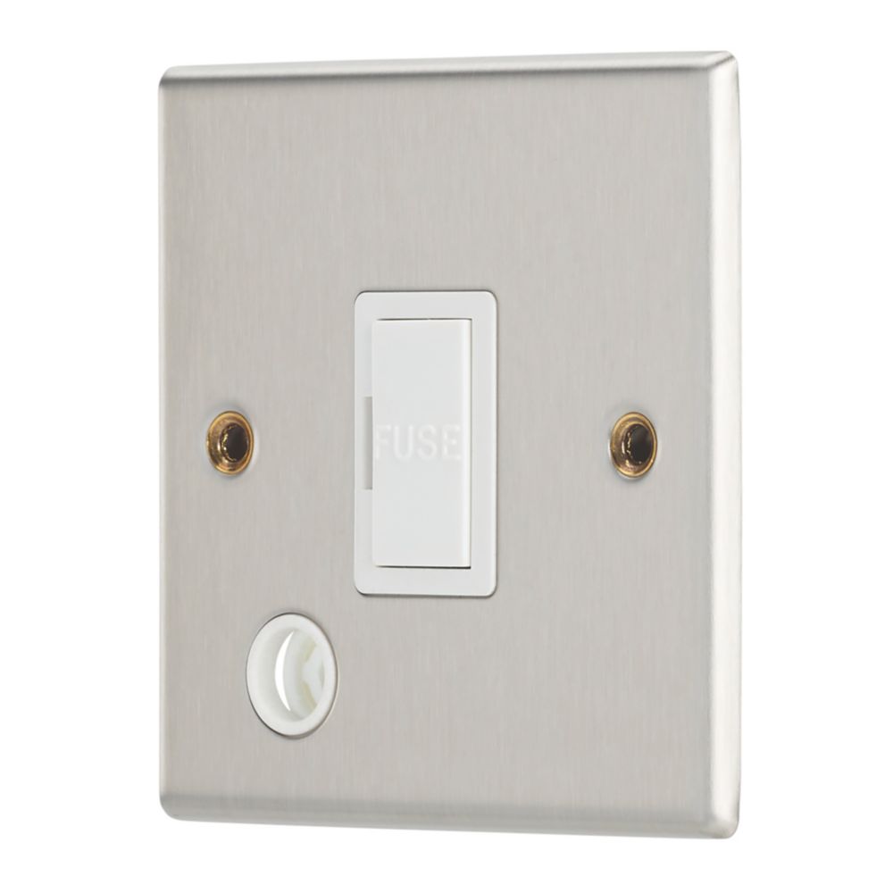 Contactum iConic 13A Unswitched Fused Spur & Flex Outlet Brushed Steel ...