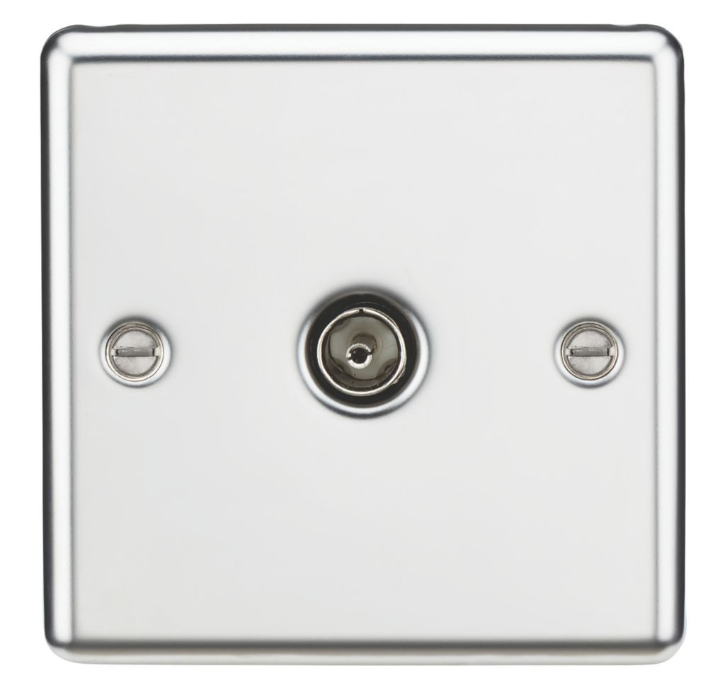 Knightsbridge 1-Gang Coaxial TV Socket Polished Chrome - Screwfix