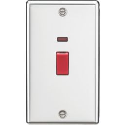 Knightsbridge CL82NPC 45A 2-Gang DP Control Switch Polished Chrome with ...