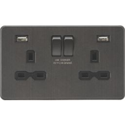 Knightsbridge 13A 2-Gang SP Switched Socket + 2.4A 12W 2-Outlet Type A ...