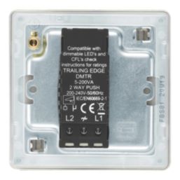 LAP 1-Gang 2-Way LED Dimmer Switch Brushed Steel with Colour-Matched ...