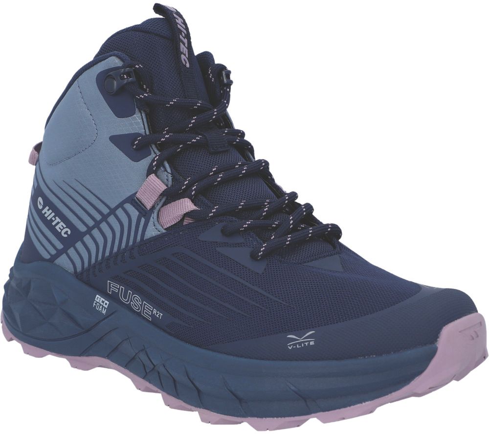Hi-Tec Fuse Trail Mid Size 4 Womens Mid Blue Waterproof Non Safety Work Boots - Screwfix