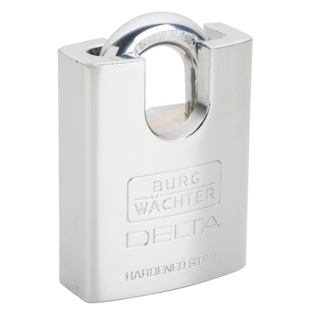 Burg-Wachter Delta Solid Steel Padlock Silver 60mm - Screwfix