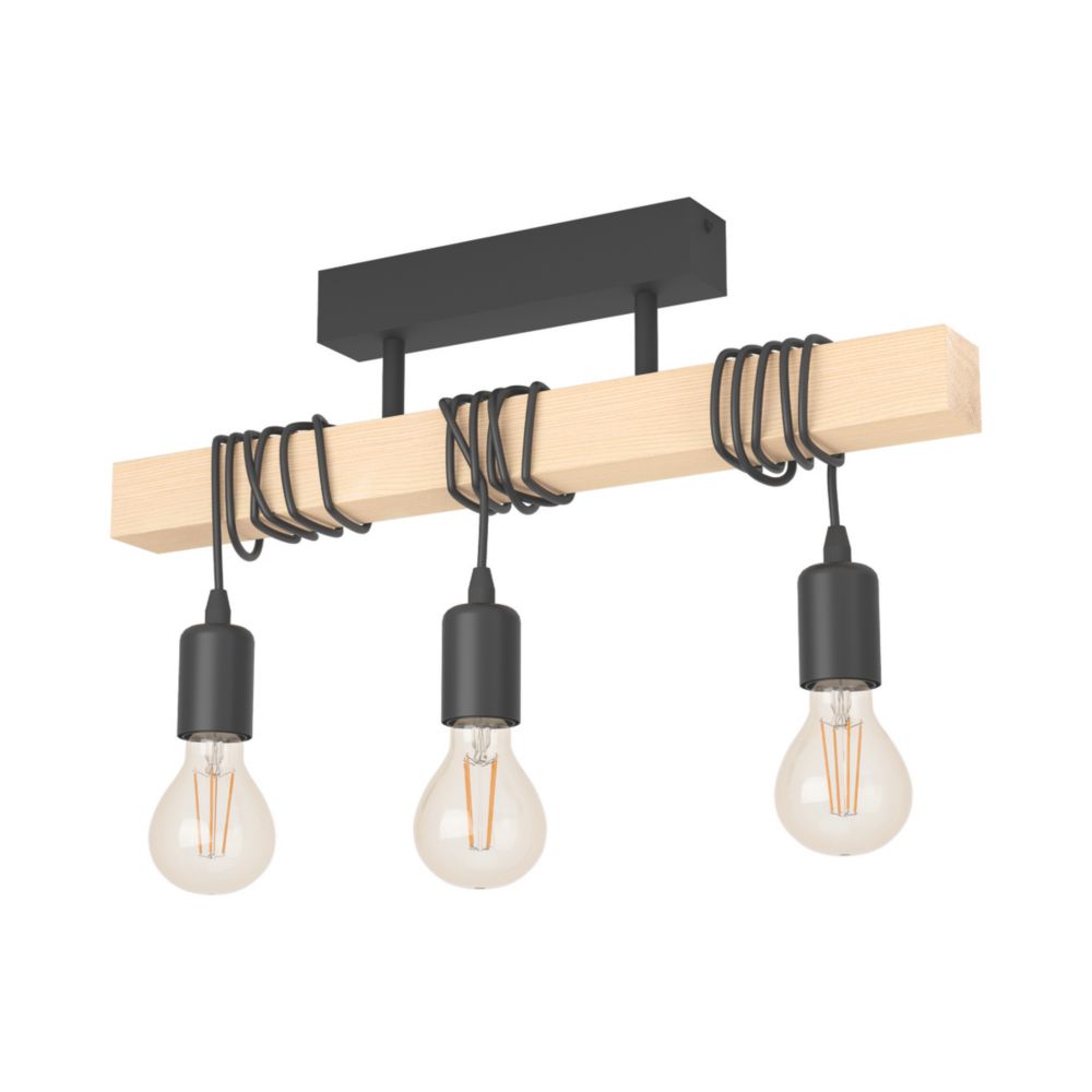 Eglo Townshend Ceiling Light Black/Brown - Screwfix