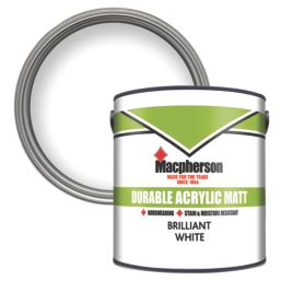 Macpherson 2.5Ltr Brilliant White Matt Emulsion Wall & Ceiling Paint ...