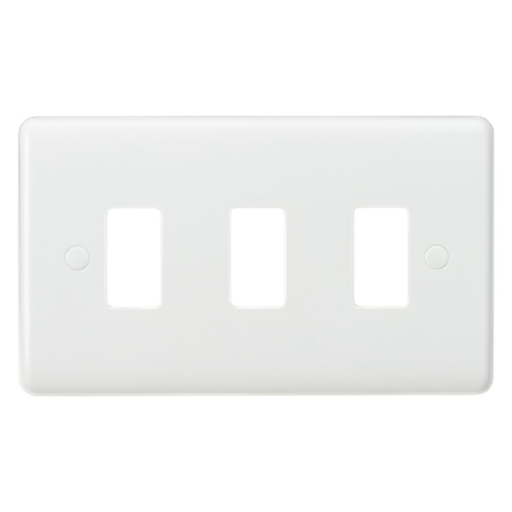 Knightsbridge Curved Edge 3-Module Grid Faceplate White - Screwfix