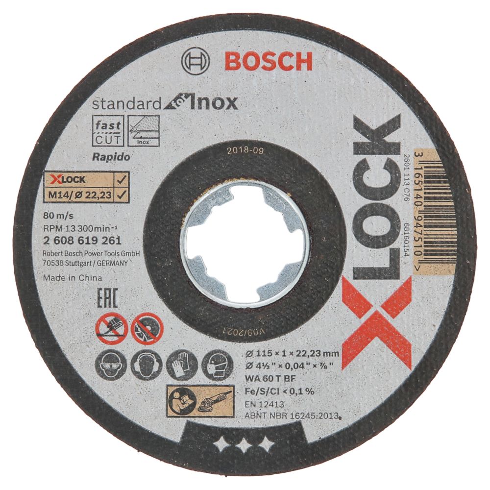 Bosch X-Lock Stainless Steel Cutting Disc 115mm (4 1/2") 10 Pack - Screwfix