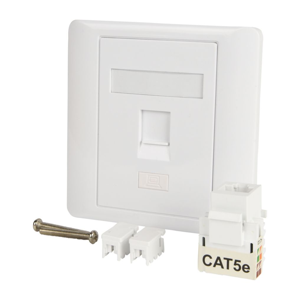Labgear 1-Gang RJ45 Ethernet Socket White with Colour-Matched Inserts ...