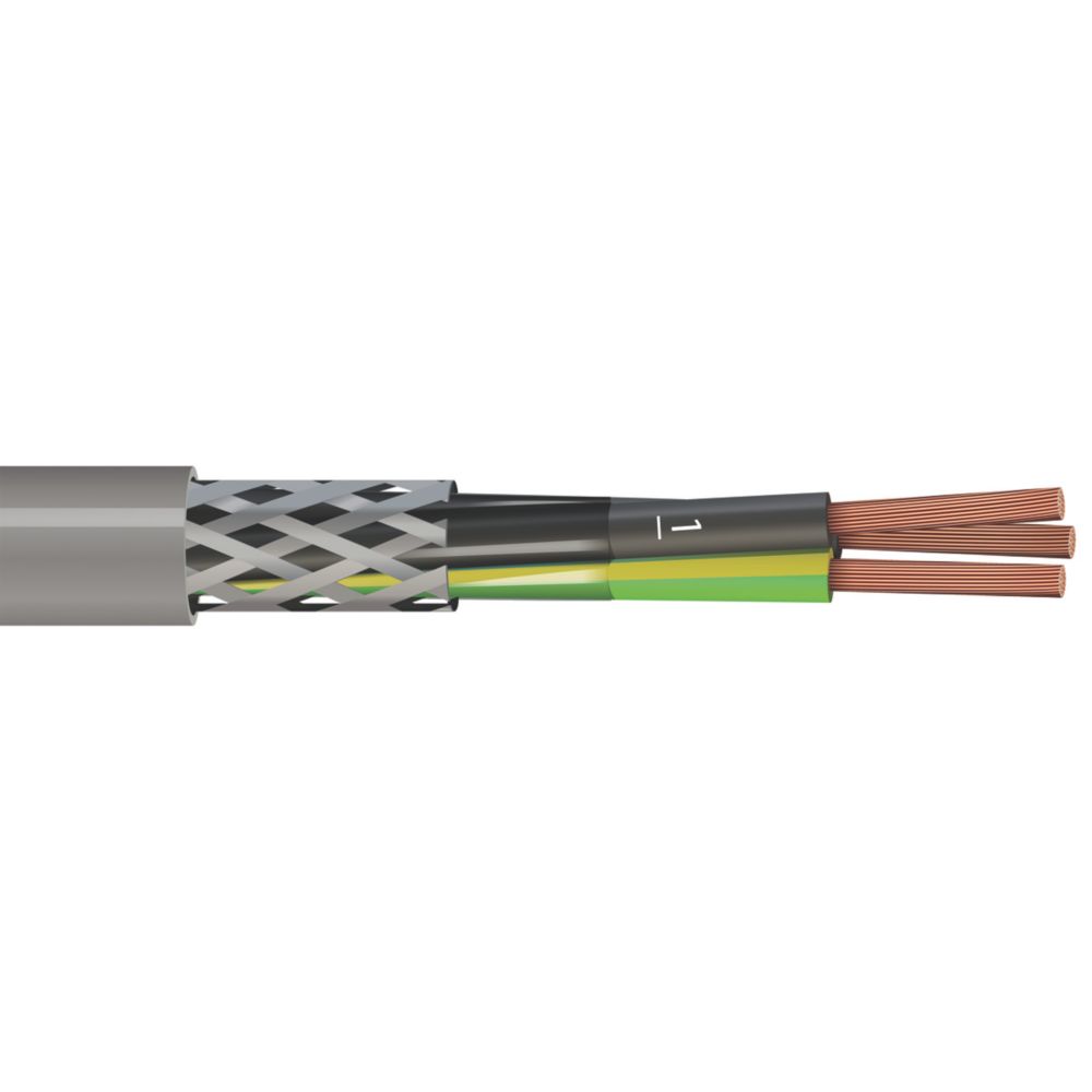 Time 3-Core CY Grey 0.75mm² Screened Control Cable 1m Coil - Screwfix