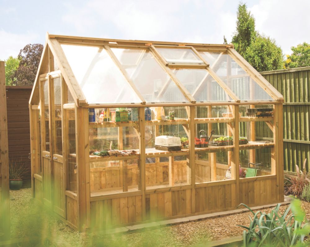 Forest Vale Greenhouse 8' 5" x 11' | Wooden Greenhouses | Screwfix.com