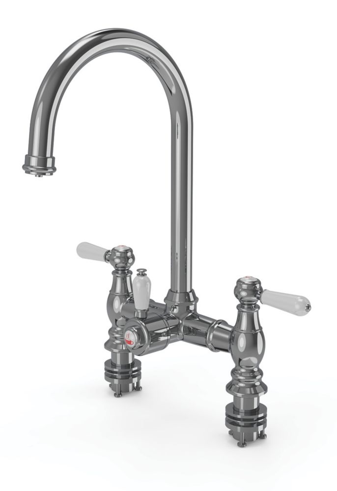 ETAL Traditional Bridge 3-in-1 Hot Water Kitchen Tap Polished Chrome ...