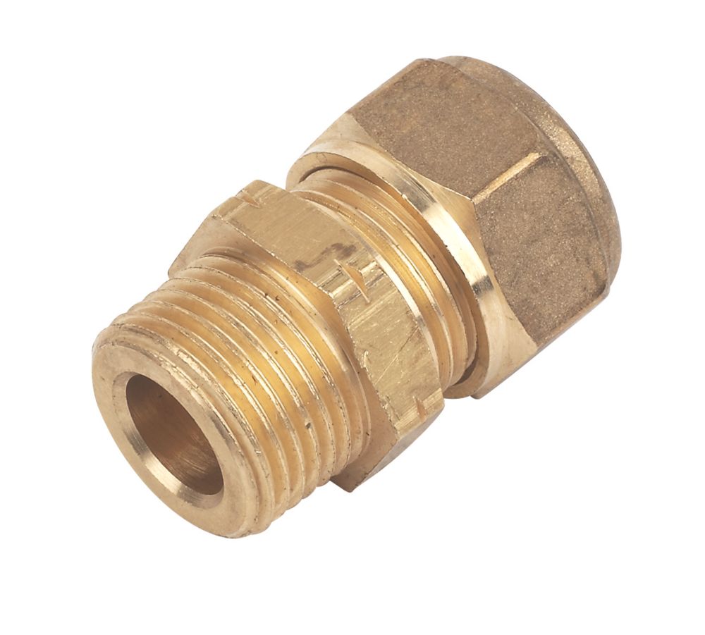 Flomasta Brass Compression Adapting Male Coupler 10mm x 3/8" - Screwfix