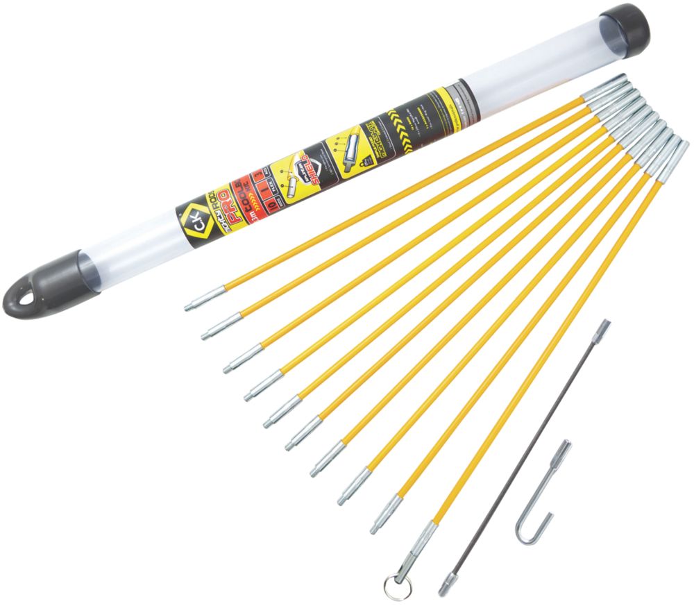 C.K Mighty Rod PRO 6mm Flexible Cable Rod Set 1.98m 14 Pieces - Screwfix