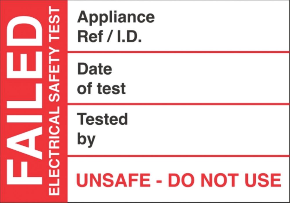 Essentials Fail Test Labels 250 Pack - Screwfix