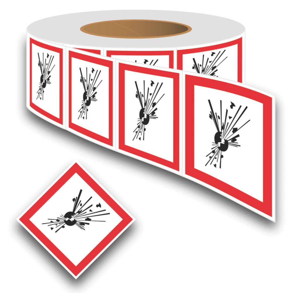 Essentials Explosive GHS Labels (Roll) 100mm x 100mm - Screwfix