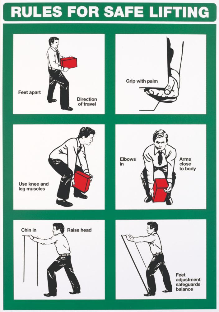 "Rules For Safe Lifting" Poster 600 x 420mm | Safety Signs | Screwfix.com