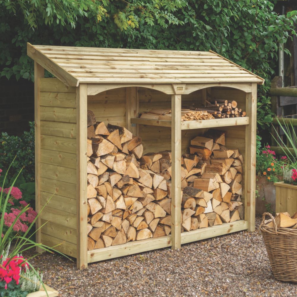 Rowlinson Heritage Double 6' 6" x 2' (Nominal) Timber Log Store - Screwfix