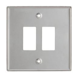 Contactum iConic 2-Module Grid Faceplate Brushed Steel - Screwfix
