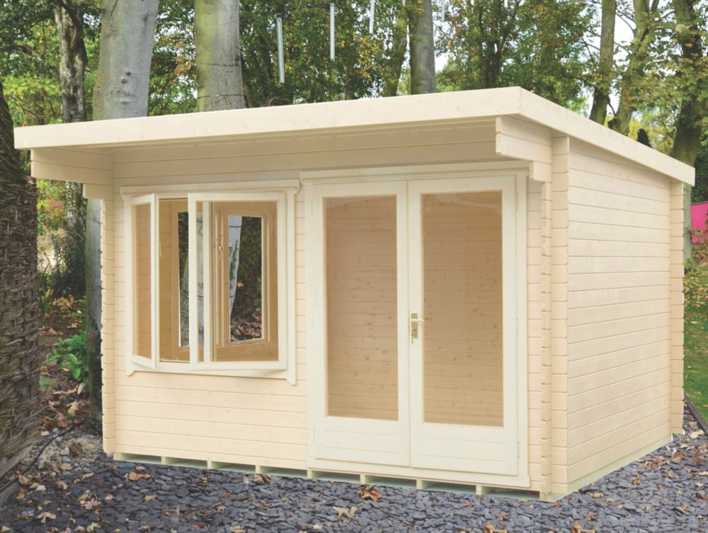 Shire Danbury 12' x 12' (Nominal) Pent Timber Log Cabin - Screwfix