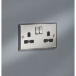 Knightsbridge 13A 2-Gang DP Switched Double Socket Polished Chrome with ...